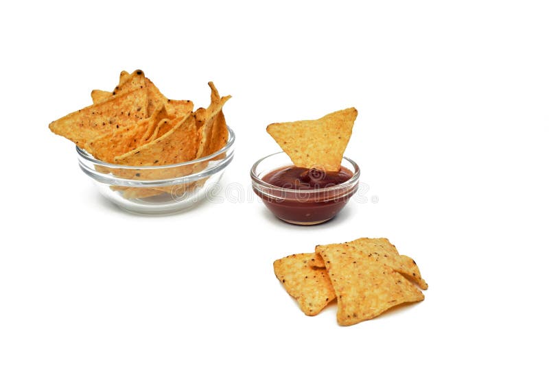 Corn Chips on a White Background. Quick Snack. Stock Photo - Image of ...