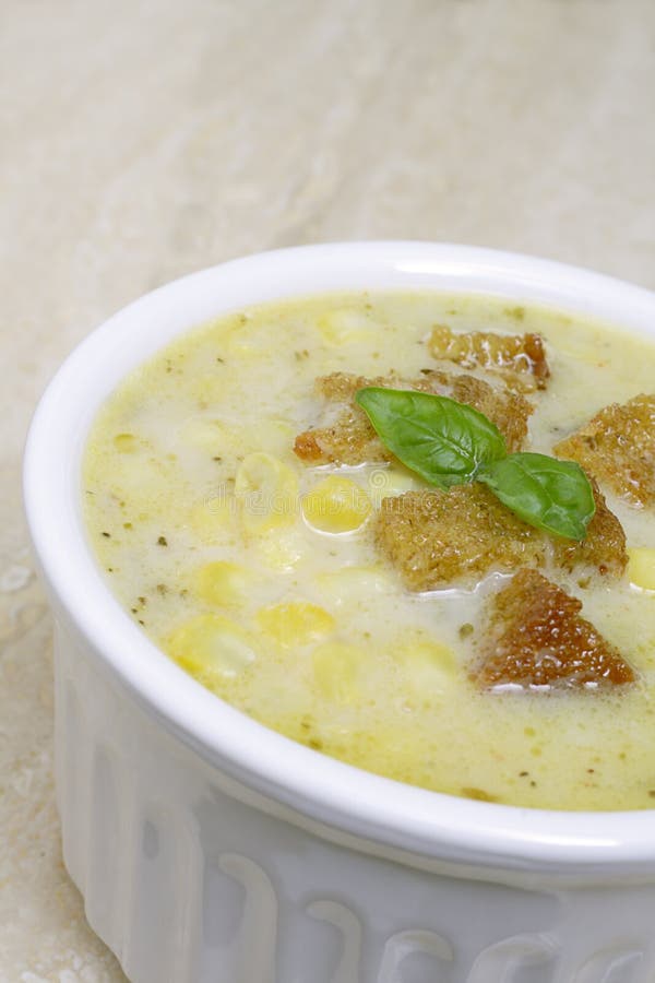 Corn chowder stock image. Image of herb, yellow, bowl - 12143075