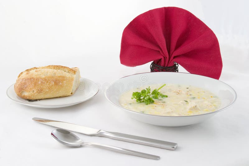 Corn Chowder and Bread stock photo. Image of chicken, comfort - 1643620
