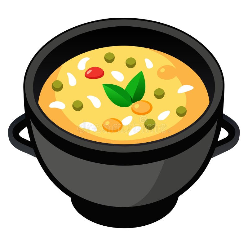 Corn Chowder Soup in Black Bowl Stock Vector - Illustration of chicken ...
