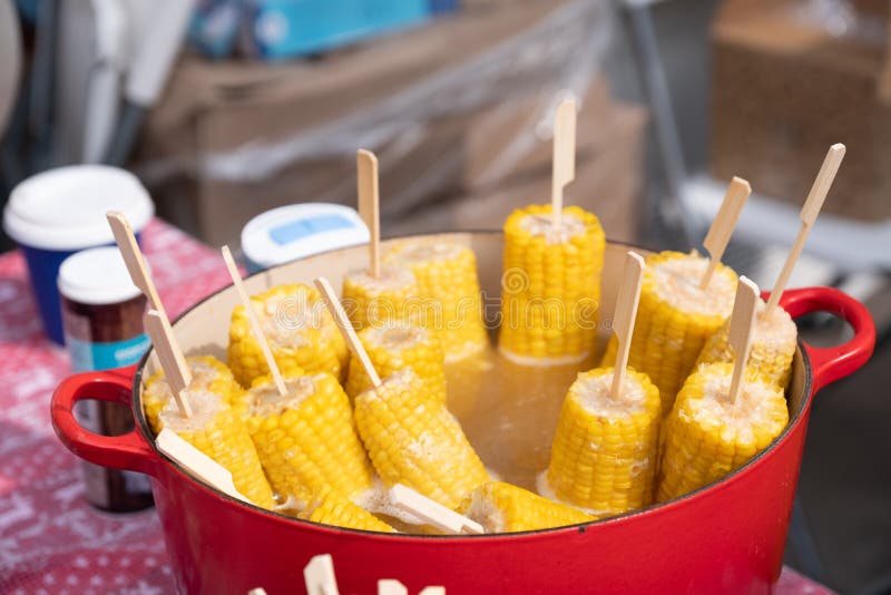 Corn on the Cob Boiling in Pot Stock Photo - Image of tasty, organic ...