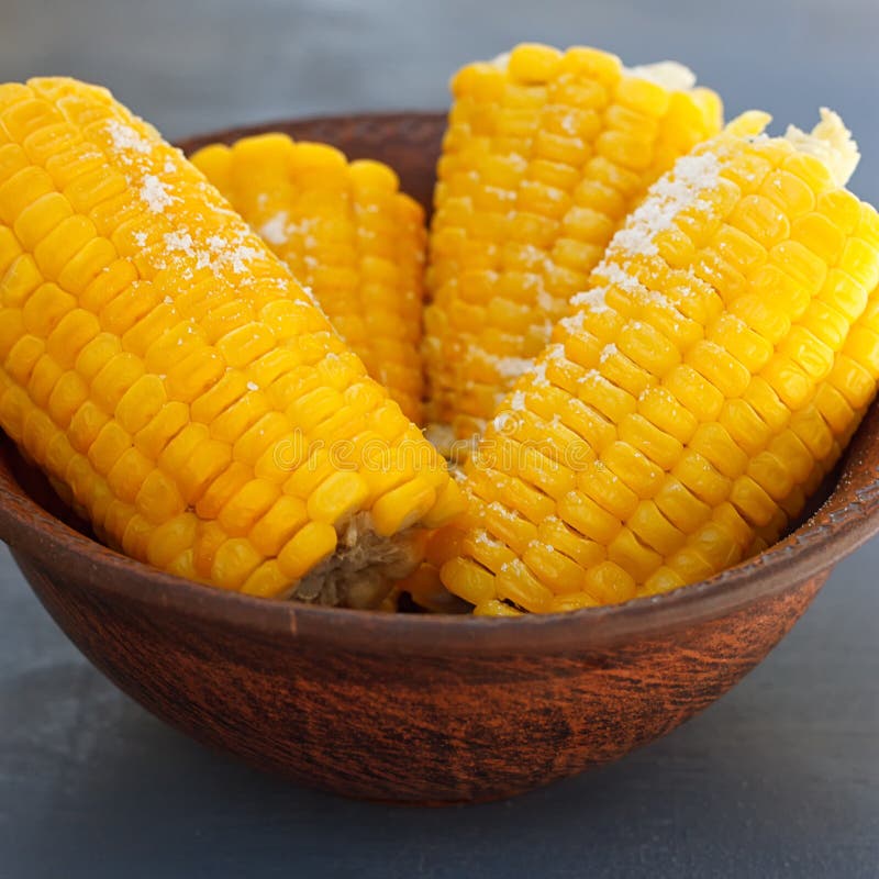 Cooked Corn Maize Cob Half On A Plate Stock Photo - Image of vegetarian ...