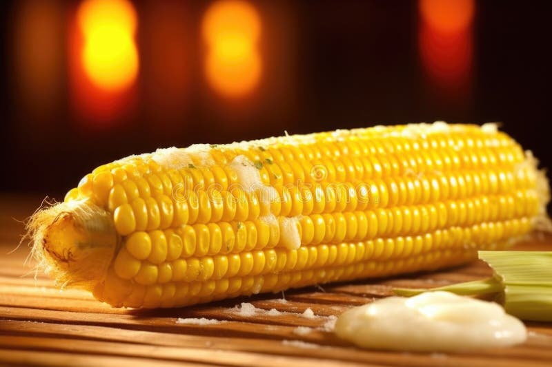 Corn Cob with Butter Glaze Under Warm Light Stock Photo - Image of ...