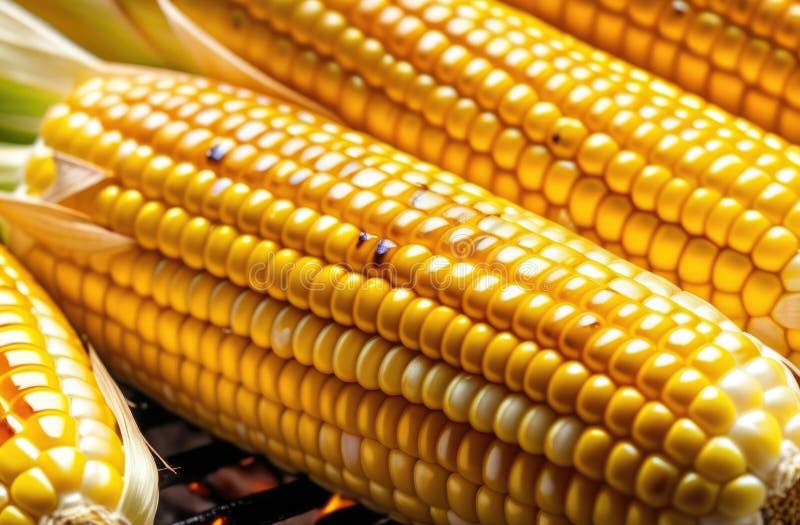 Corn Cob Close-up,yellow Corn Kernels,roasted Corn, Stock Photo - Image ...