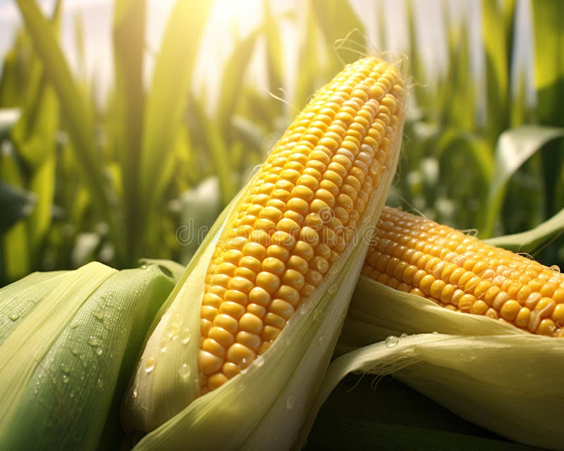 Corn on the Cob Closeup. Ai Generative Stock Photo - Image of ...