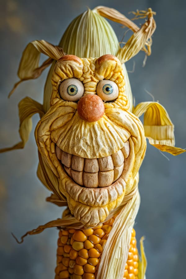 A Corn Cob with a Face Made Out of Corn Husks. Generative AI Stock ...