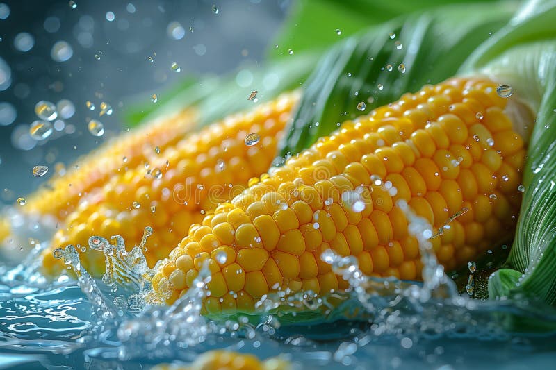 Corn on the Cob Falling into Water Stock Image - Image of boiling ...