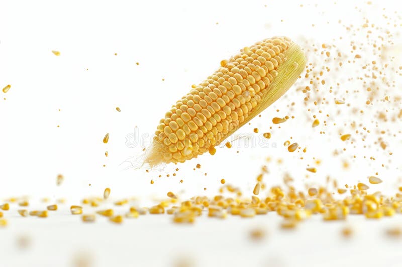 A Corn on the Cob Falls through the Air, a Moment Captured in Time ...