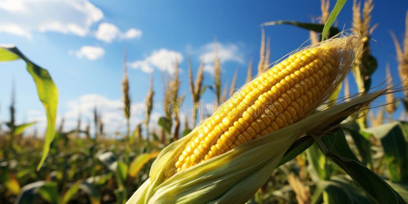 A Corn Cob is Growing in the Field Stock Image - Image of sweetcorn ...