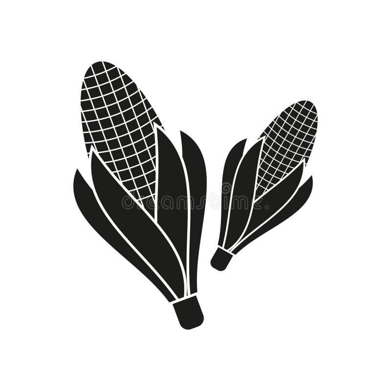 Corn Cob Icons. Two Maize Shapes. Black Silhouette Design. Vector ...