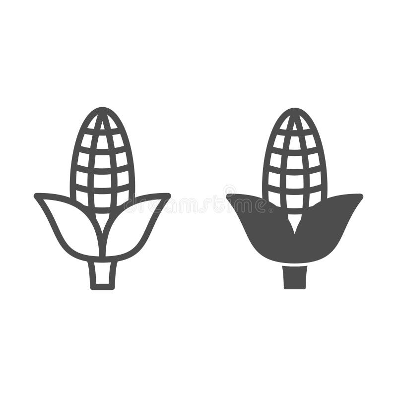 Corn Cob Line and Solid Icon, Farming Field Concept. Vector Graphics ...