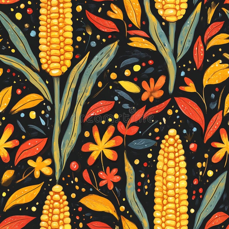 Corn Cob Maize Seamless Pattern. Background for Kwanzaa or Thanksgiving ...