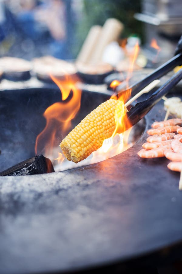 Corn cob on fire stock image. Image of hell, flame, beautiful - 58420489