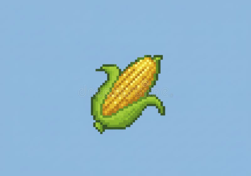 Corn Cob Pixel Art Isolated on Light Blue Background Stock Illustration ...