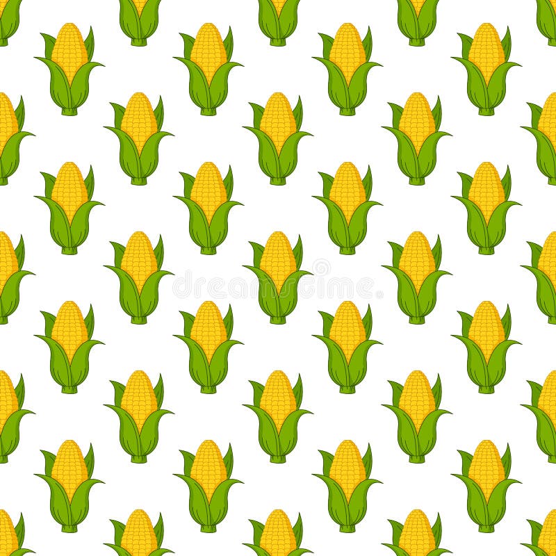 Corn Cob Seamless Pattern on White Stock Vector - Illustration of ...