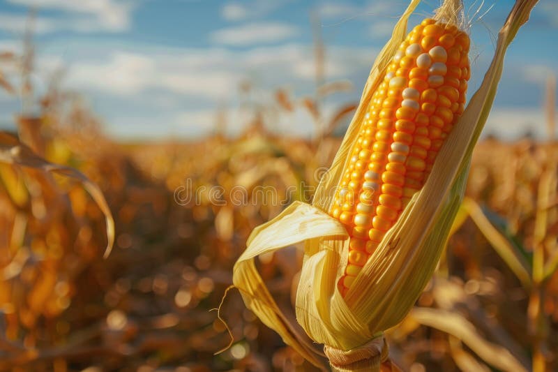 A Corn Cob Sitting in the Middle of a Green Field, Surrounded by Tall ...
