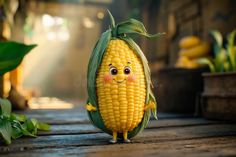 A Corn on the Cob with a Smiley Face on it S Face Stock Photo - Image ...