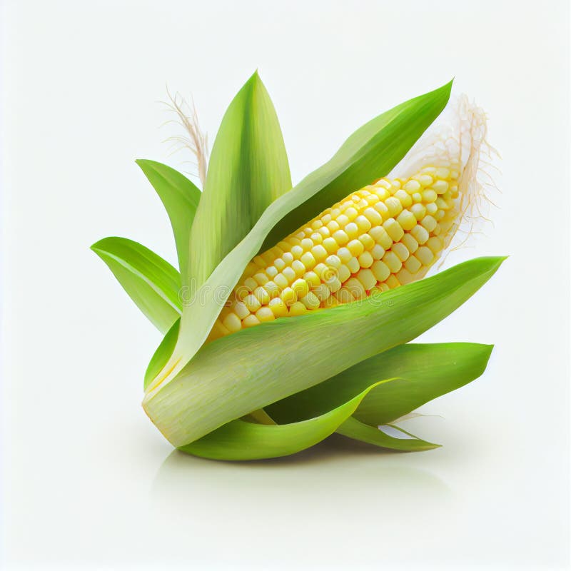 Corn on the Cob on a White Background Stock Illustration - Illustration ...