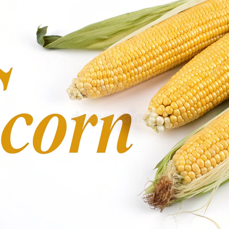 Corn on the Cob and the Word Corn Isolated on White Background Stock ...