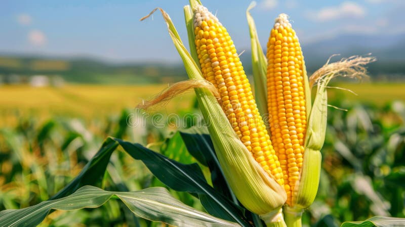 The Corn Cobs on the Field. AI Generated Stock Image - Image of ...