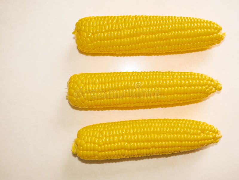 Corn Cobs Lie in a Plate on the Table, Vegetarian Food Stock Image ...