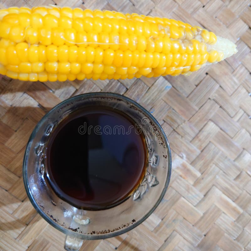Corn and Coffee in Good Place for Your Dinner Stock Photo - Image of ...