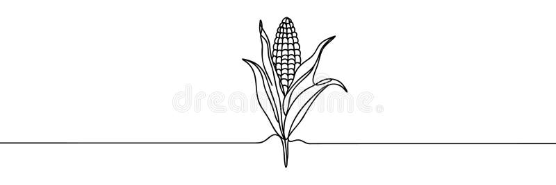 Corn Continuous One Line Drawing, Single Line Art Element, Minimalist ...