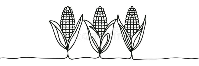 Corn Continuous One Line Drawing, Single Line Art Element, Minimalist ...