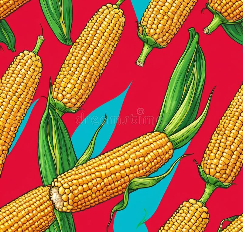 Corn, Corn Cobs - Bright Color Illustration, Creative Approach ...