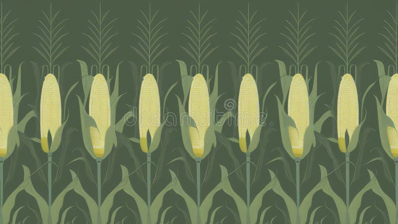 Corn Crop Pattern on Green Background Stock Image - Image of design ...