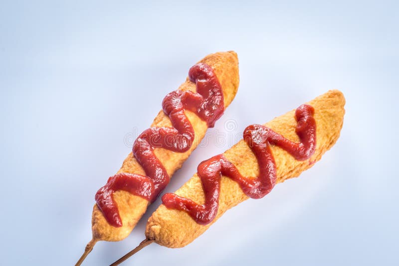 Corn Dogs on the White Background Stock Photo - Image of meal, fast ...
