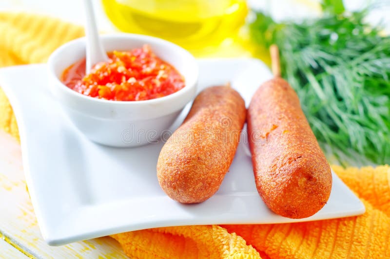 Corn dogs stock image. Image of dogs, cooked, meal, ketchup - 40240793