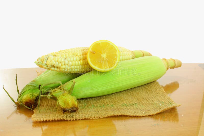 Corn ear with lemon stock photo. Image of lemon, agriculture - 35341394