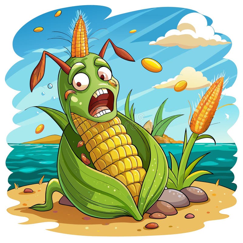 Corn Earworm Worm Horrified Rests Sea Vector Stock Illustration ...