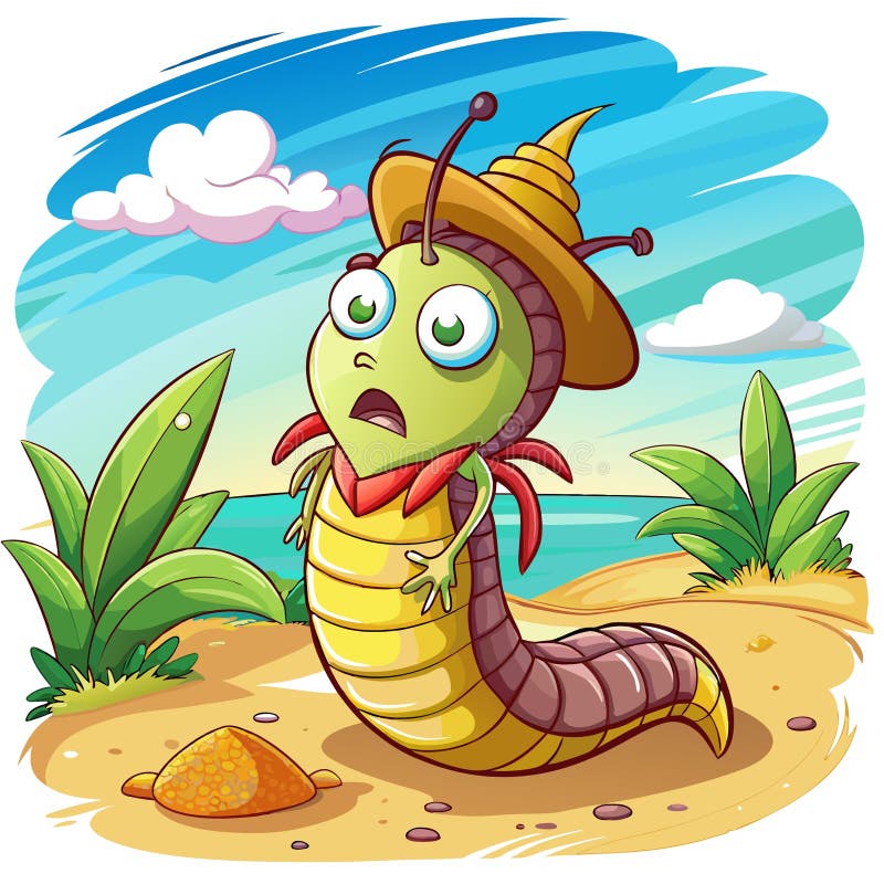 Corn Earworm Worm Humiliated Sits Beach Vector Stock Illustration ...