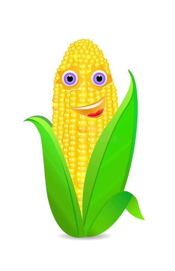 Corn with Eyes and Smile Icon Stock Vector - Illustration of corncob ...