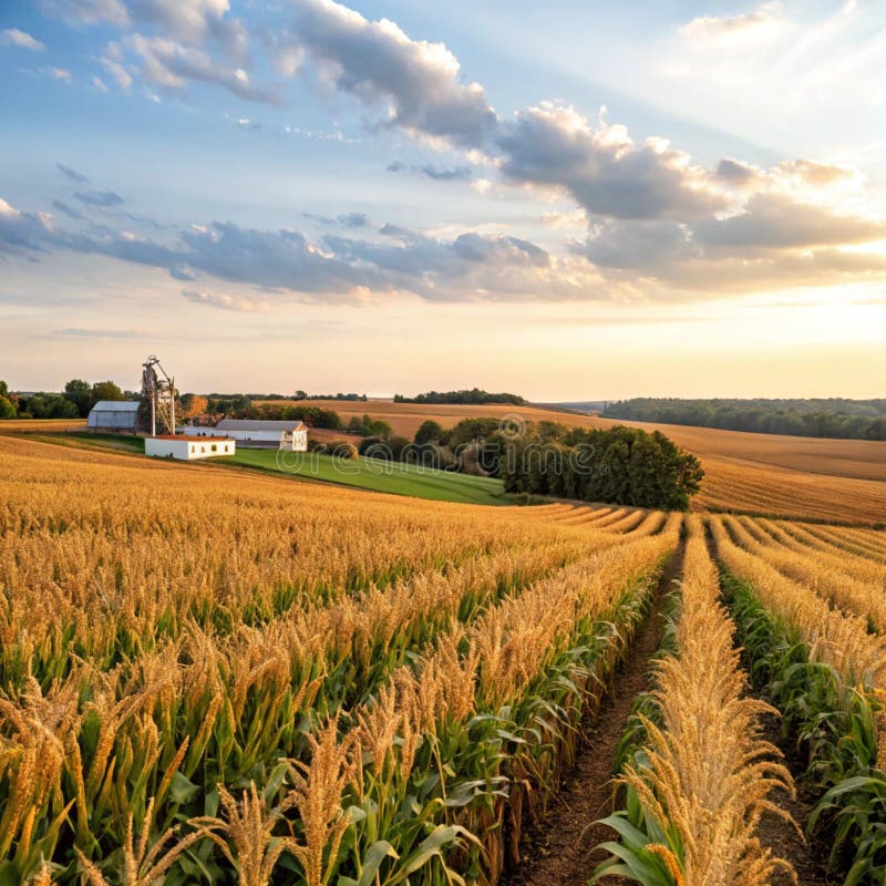 Corn Farming Field for Making Popcorn Stock Illustration - Illustration ...