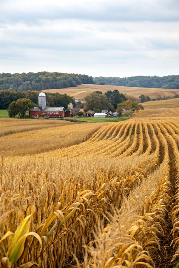 Corn Farming Field for Making Popcorn Stock Illustration - Illustration ...