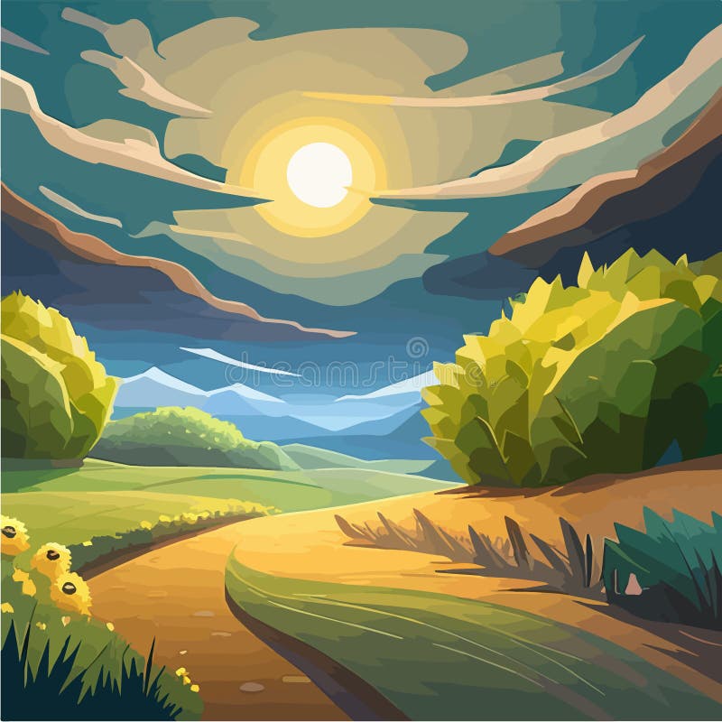 Corn Field with the Blue Sky Realistic Vector Illustration of Corn ...