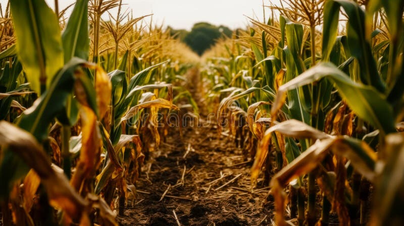 Corn Field with Dirt Path in the Middle of the Middle of it. Generative ...