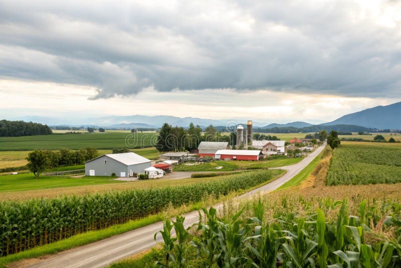Corn Field in Fraser Valley on Cloudy Day Stock Illustration ...