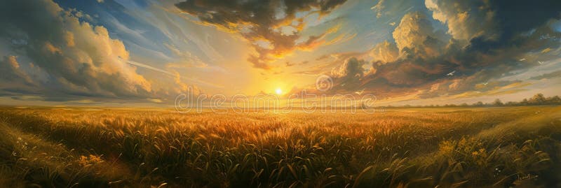 Corn Field in the Rays of the Setting Sun, Ripening of Fresh Corn Crop ...