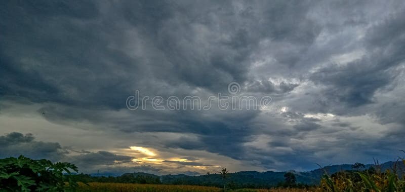 Cloudy Dark Sky at the Afternoon from Fields View. .no People. Stock ...