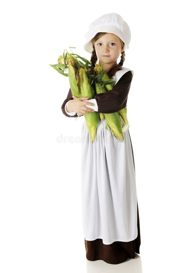 Corn for the First Thanksgiving Stock Photo - Image of dress, white ...
