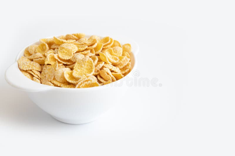 Corn Flake in Bowl on White Background, Healthy Breakfast Concept Stock ...