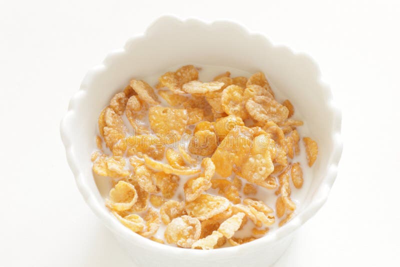 Corn Flake and Milk on White Background Stock Image - Image of life ...