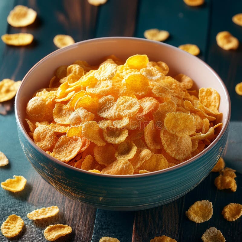 Corn flakes, AI generated stock illustration. Illustration of maize ...