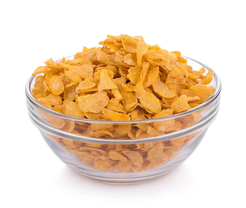 Corn Flakes Isolated on White Background Stock Image - Image of bowl ...