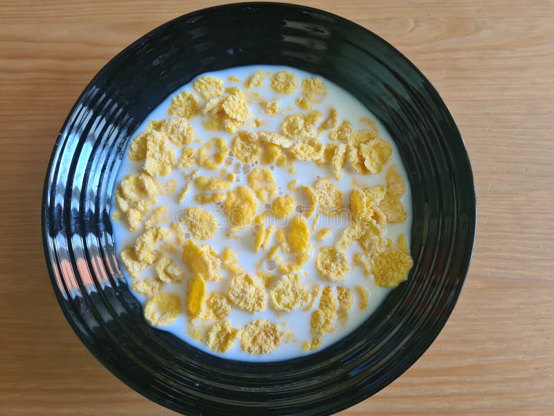 Corn Flakes in Bowl on Table Closeup Stock Photo - Image of eating ...