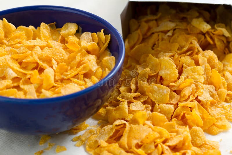 Corn Flakes from the Box Package Stock Photo - Image of wheat, cereal ...